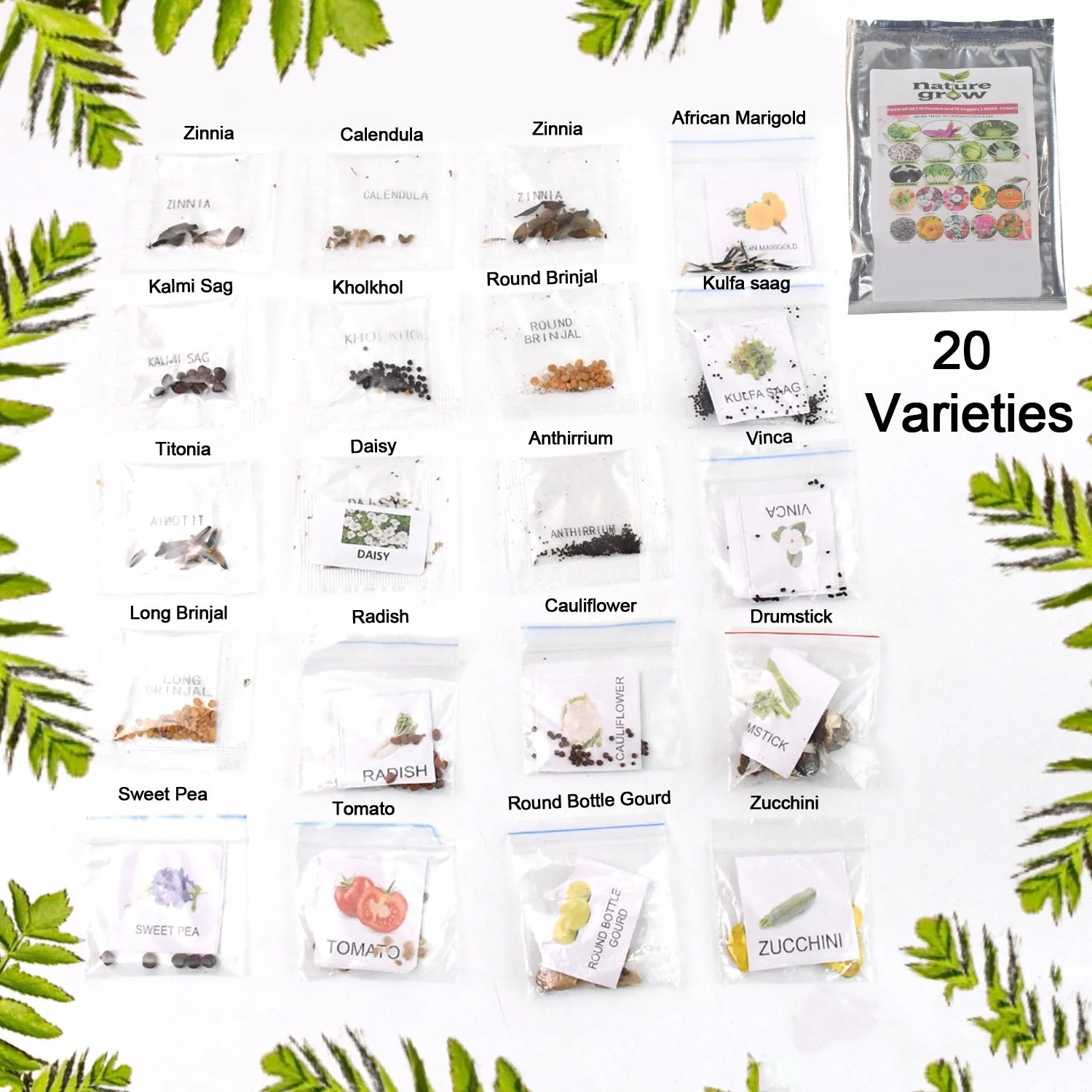 Buy 20 Varieties Vegetable & Flower Seeds Combo for Home Gardening ...