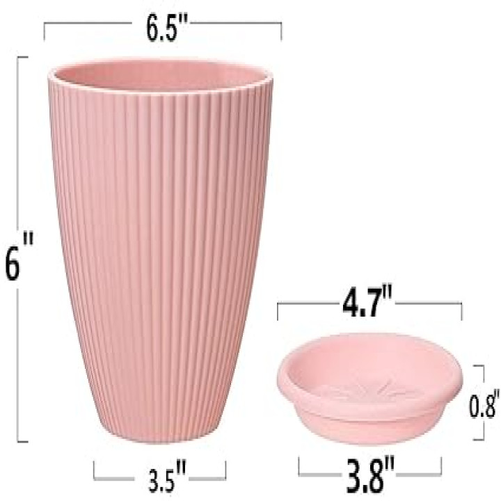 Buy Plastic Flower Pot with Bottom Tray – Round Planters Set for Home...